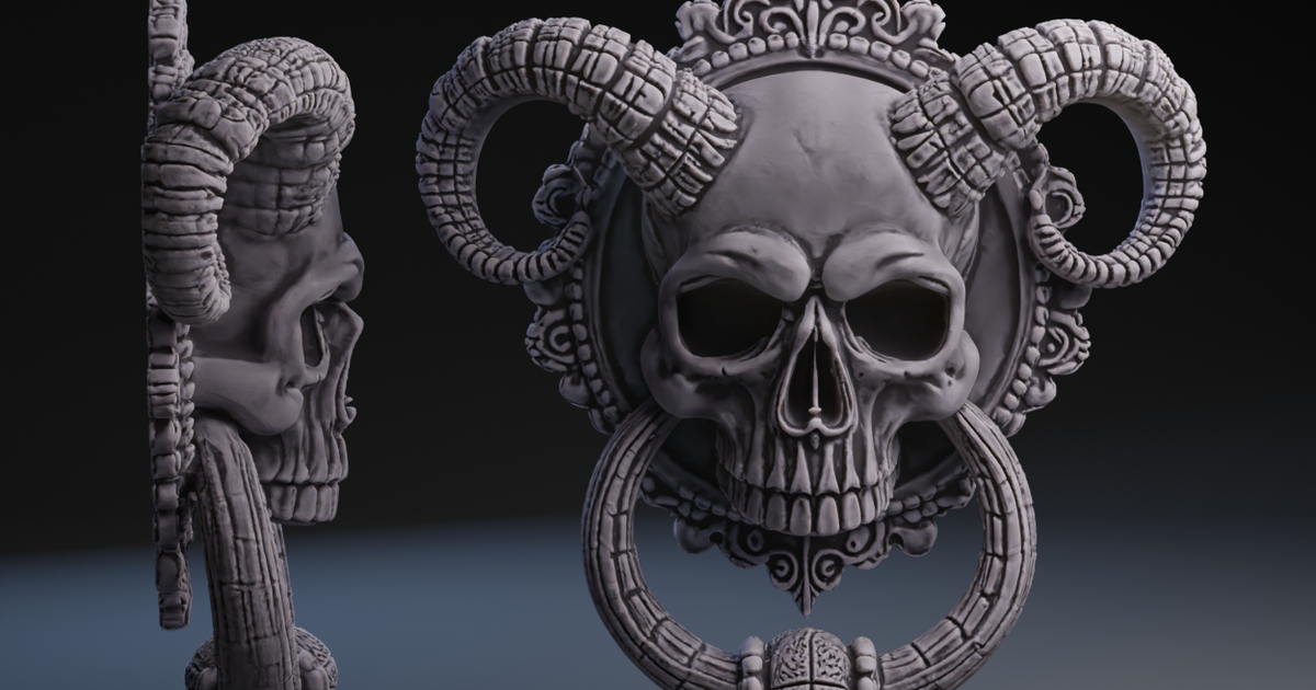 Gothic Skull Door Knocker by Peter Farell | Download free STL model ...