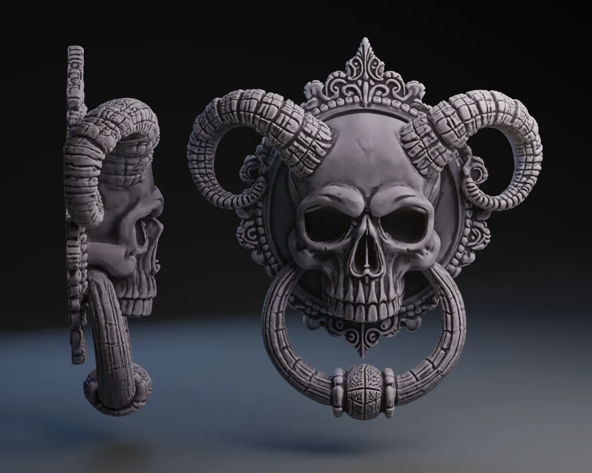 Gothic Skull Door Knocker by Peter Farell | Download free STL model ...