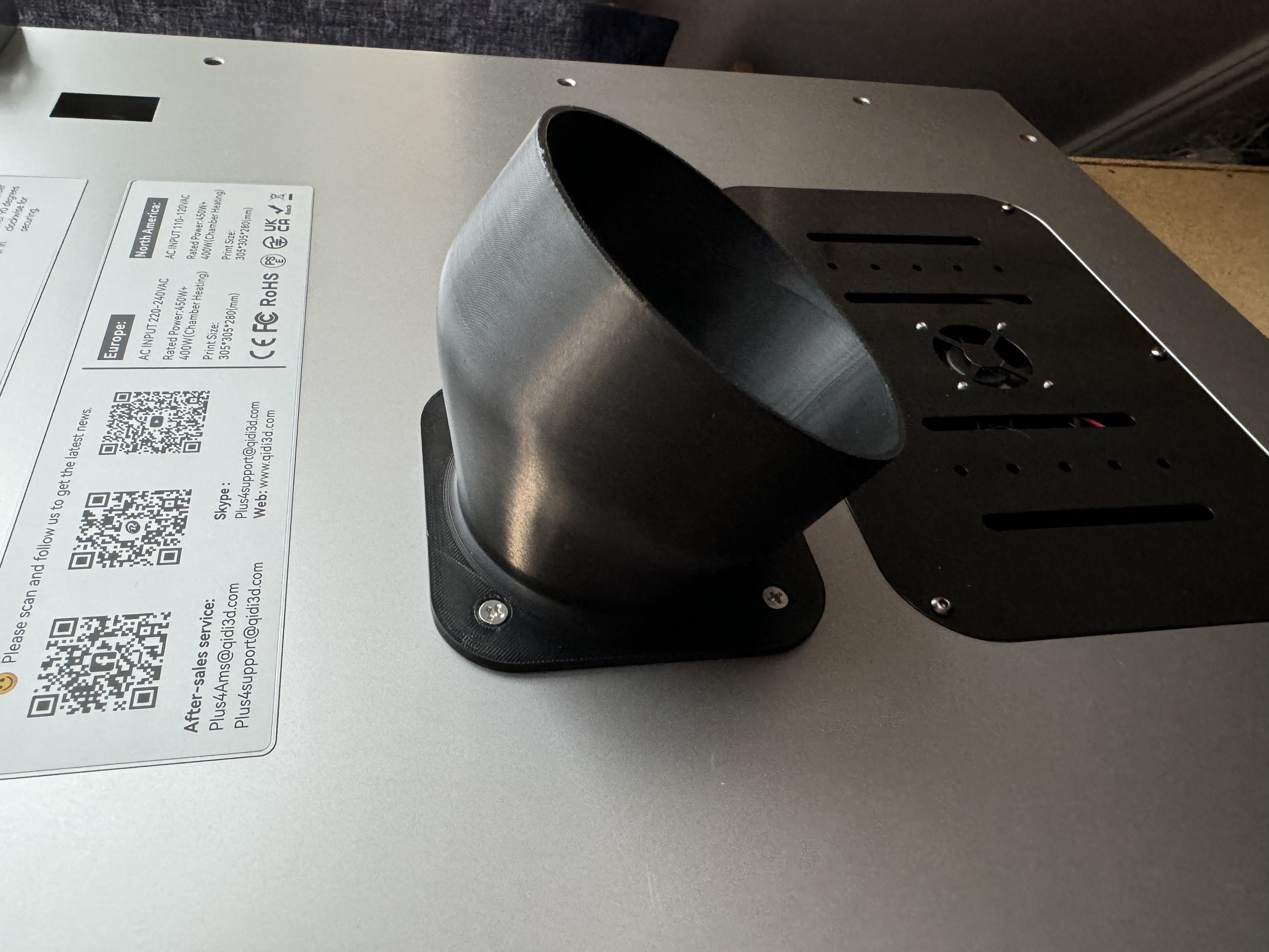 Qidi Plus 4 rear vent to 100mm (4”) duct adapter by Mr TVR | Download ...