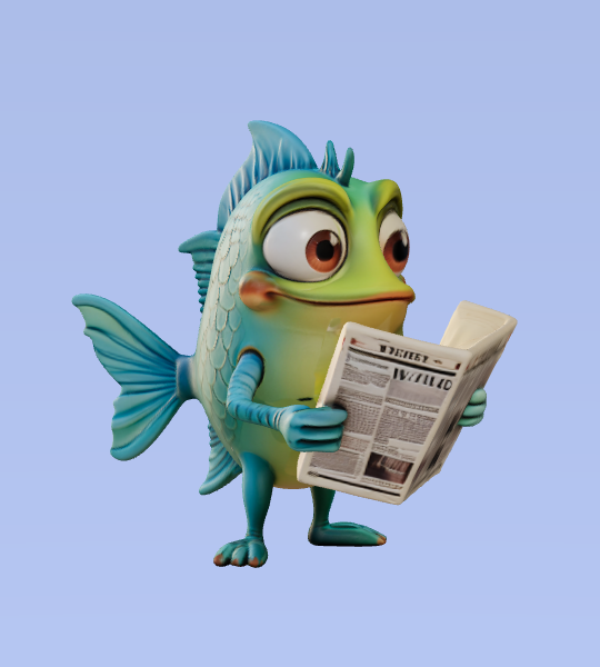 Newspaper-Reading Fish by R.Palmares | Download free STL model ...