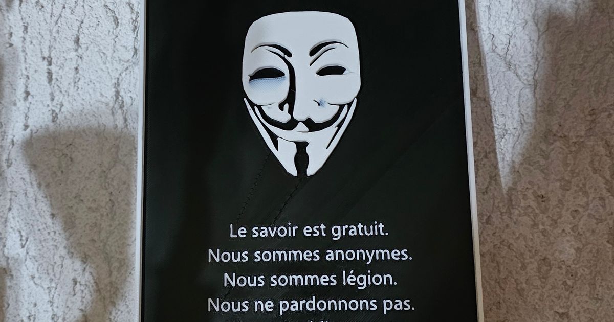 Plaque anonymous - Anonymous sign by Hervea | Download free STL model ...