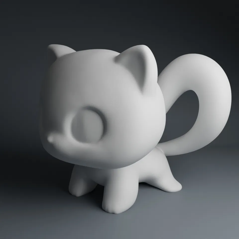 Cute stylized cat with long tail by Maker81 | Download free STL model ...