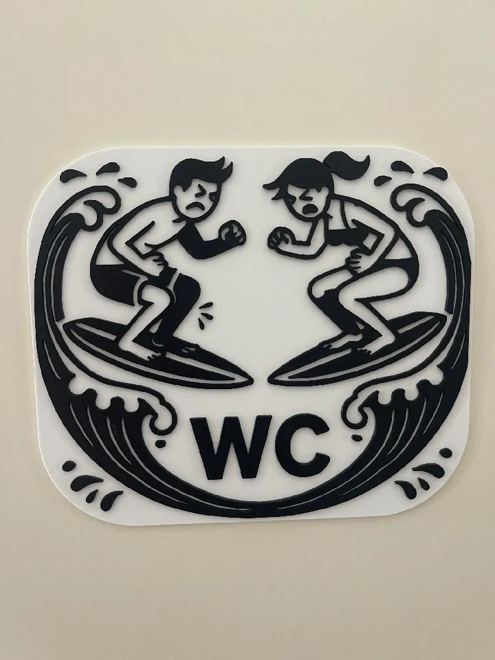WC sign - surfing vibes by M&M | Download free STL model | Printables.com