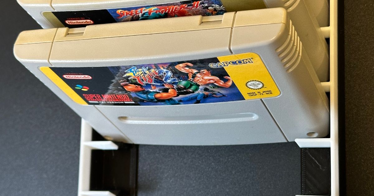 SNES PAL Cartridge flip-stand (5/6 cartridges) by jeloneal | Download ...