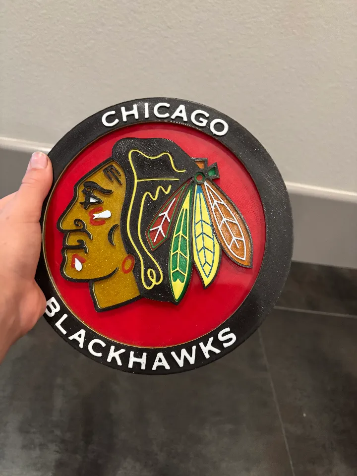 8 color single extruder single piece Circular Chicago Blackhawks Logo ...