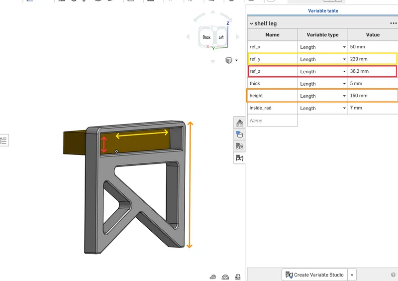 Desk shelf leg/stand (parametric/customizable) by pyrho // 25.wf ...