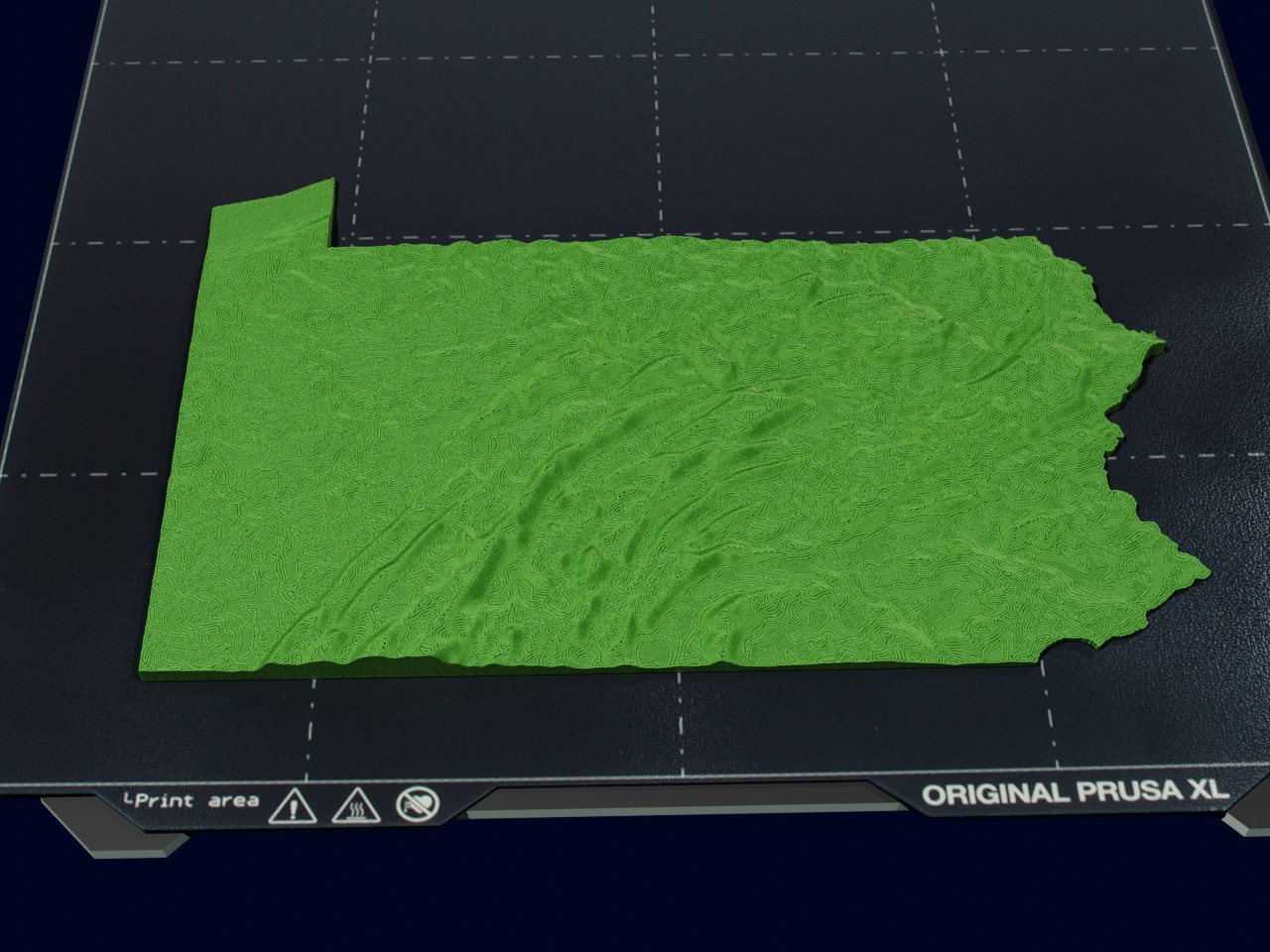 Topographical Map Of Pennsylvania da Simmer65 | Scarica il modello STL ...
