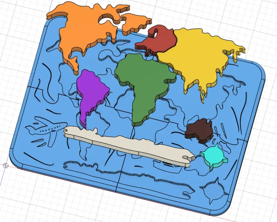 World Map - insert puzzle for kids by ideat0m | Download free STL model ...