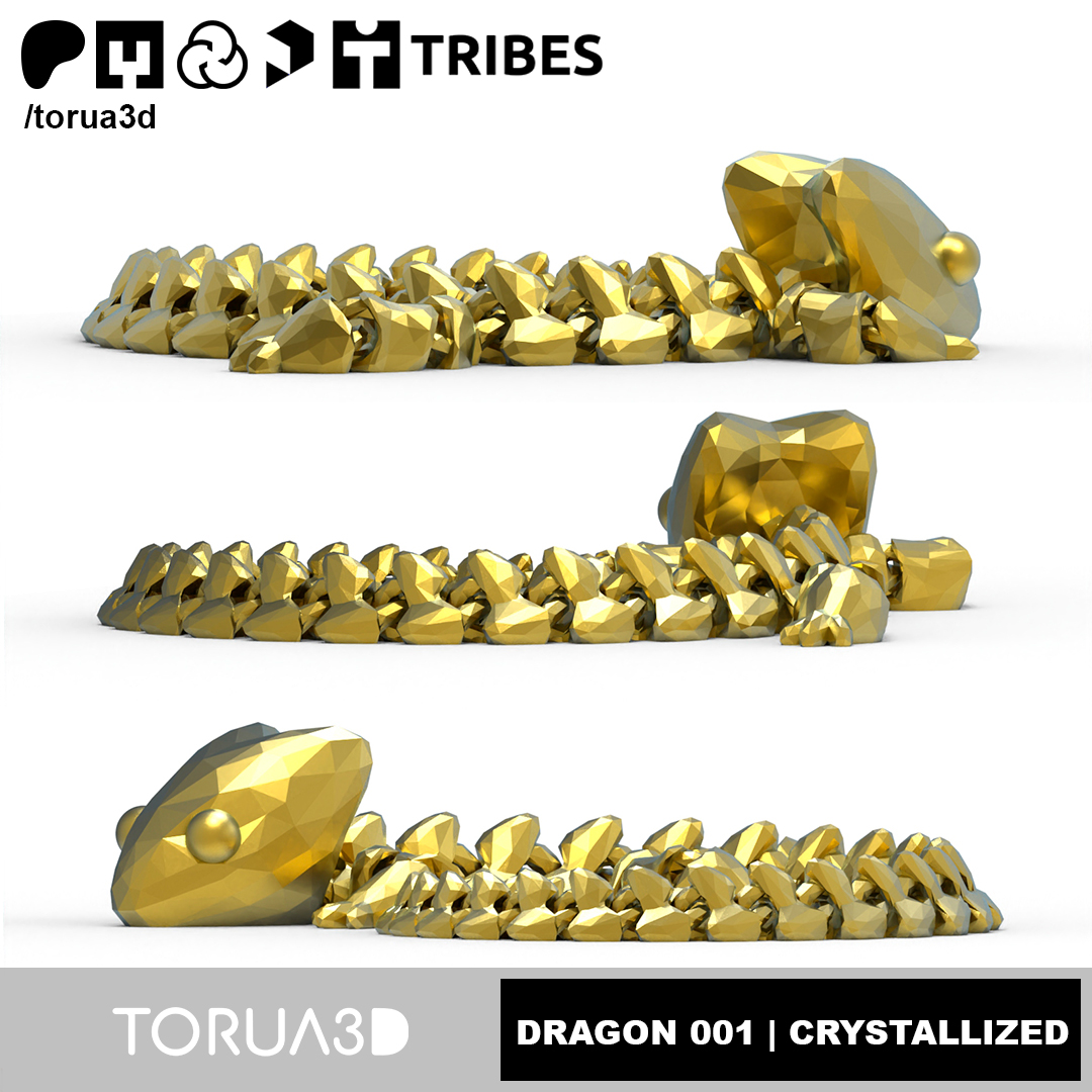 Articulated Dragon 001 Crystallized - Print in place - No supports ...
