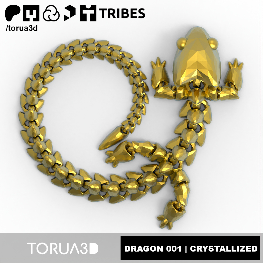 Articulated Dragon 001 Crystallized - Print in place - No supports ...