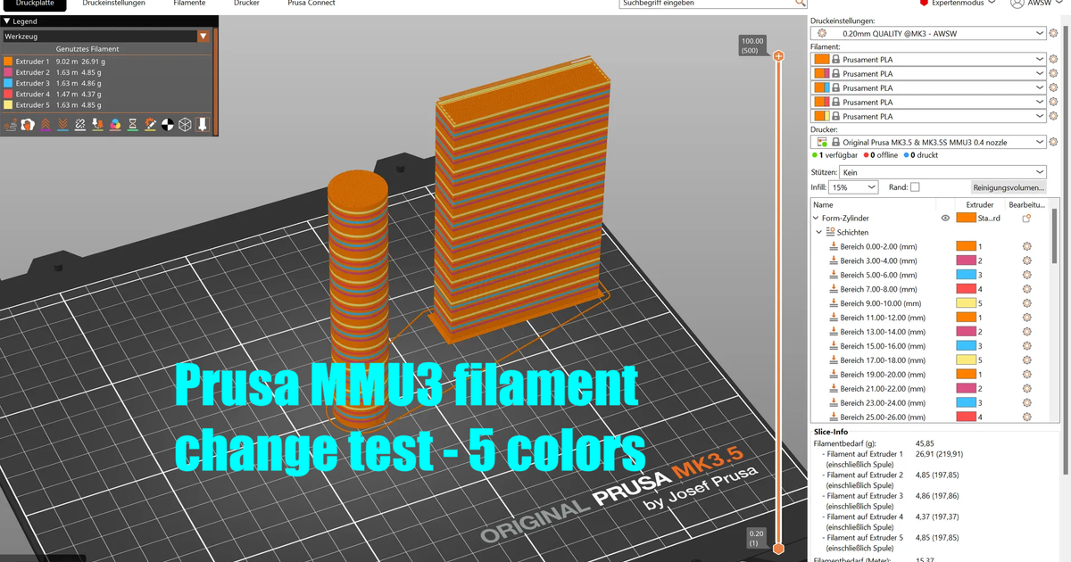 Prusa MMU(3) color change test por AWSW | Descargar modelo STL gratuito ...