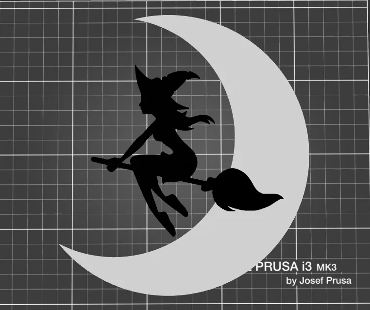 Moon and witch on a broomstick by Marvin | Download free STL model ...