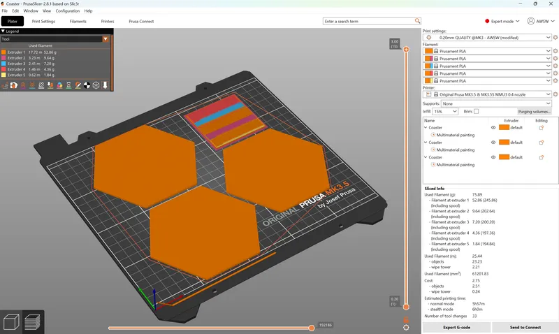 Hexagonal MMU coaster set by AWSW | Download free STL model ...