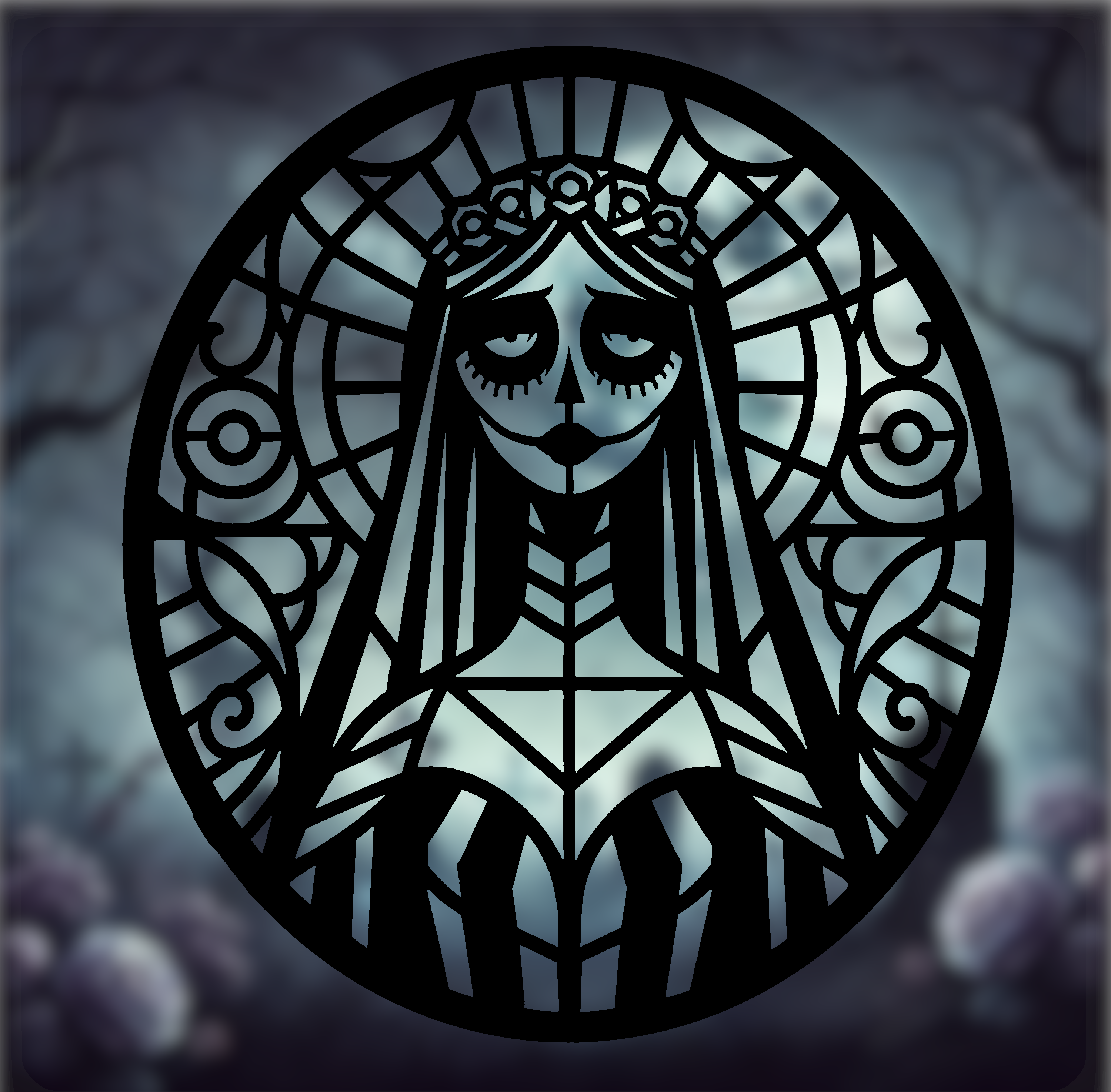 The Corpse Bride Stained Glass Style (2D Geometric Wall Art) by The ...