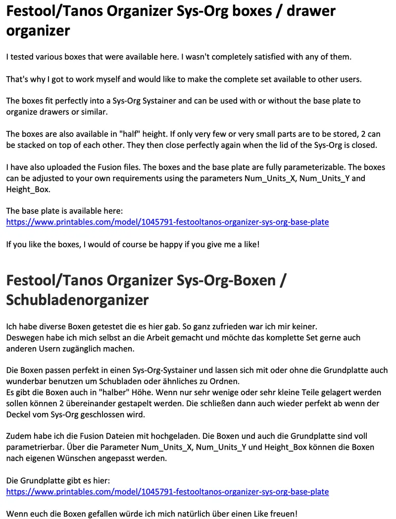 Festool/Tanos Organizer Sys-Org boxes / drawer organizer by froemar ...
