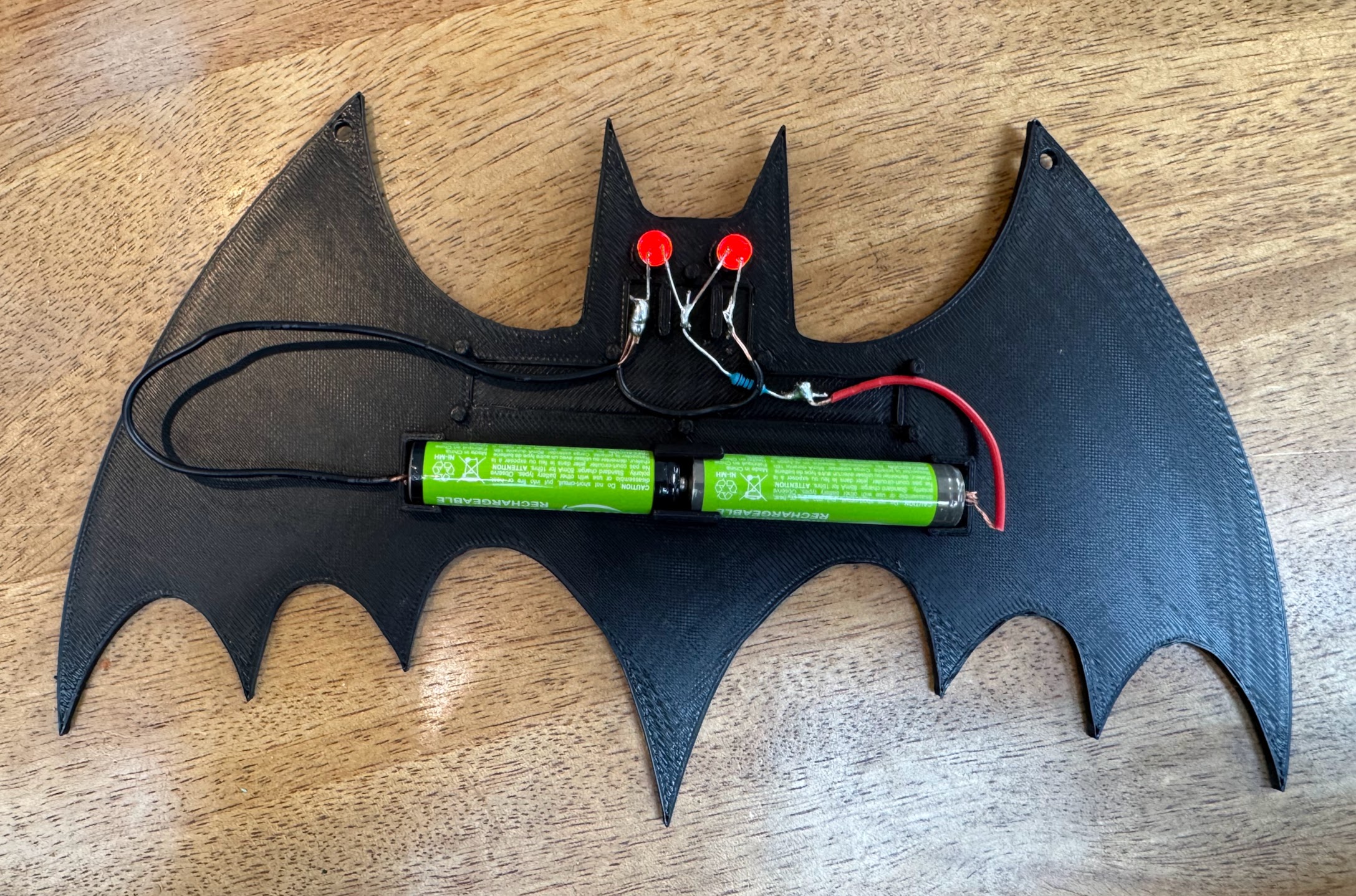 Halloween Bat with Glowing Eyes (5mm LEDs and AA/AAA batteries) by aweb ...