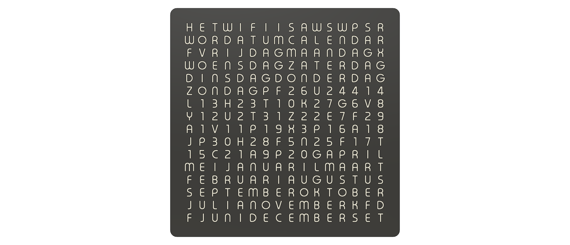 WordCalendar 16x16 - 2024 by AWSW | Download free STL model ...