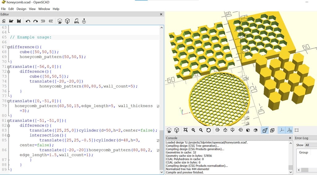 Print-Optimized Parametric Honeycomb Pattern Generator Module for OpenSCAD by Simplify and add ...