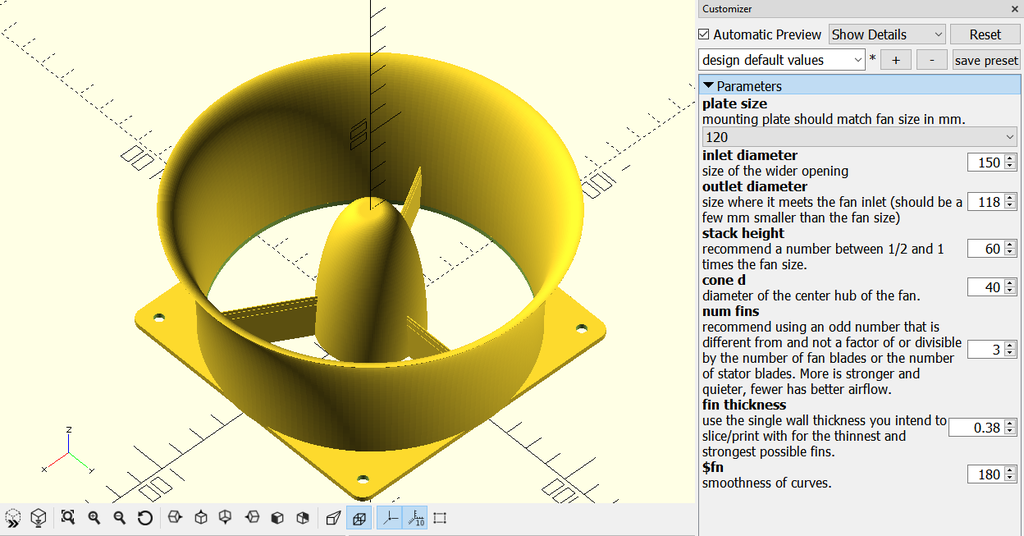 Parametric Computer Fan Velocity Stack Customizer by Simplify and add ...