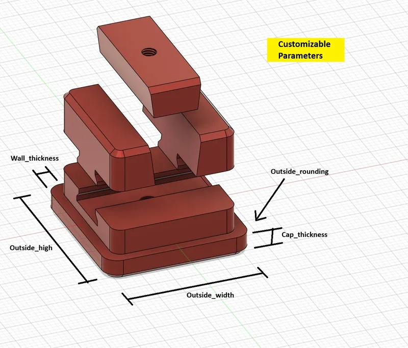 End cap for rectangular tube (parameterized) by Pep3Design | Download ...