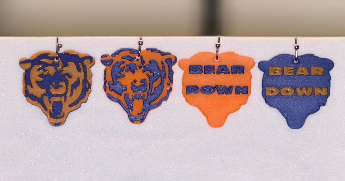 Chicago Bears logo - Bear Down earrings by The Mindblown Maker 3D | Download free STL model ...