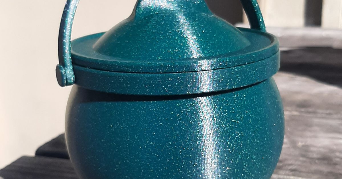 Cauldron, no supports, articulated print in place handle, lid or light ...