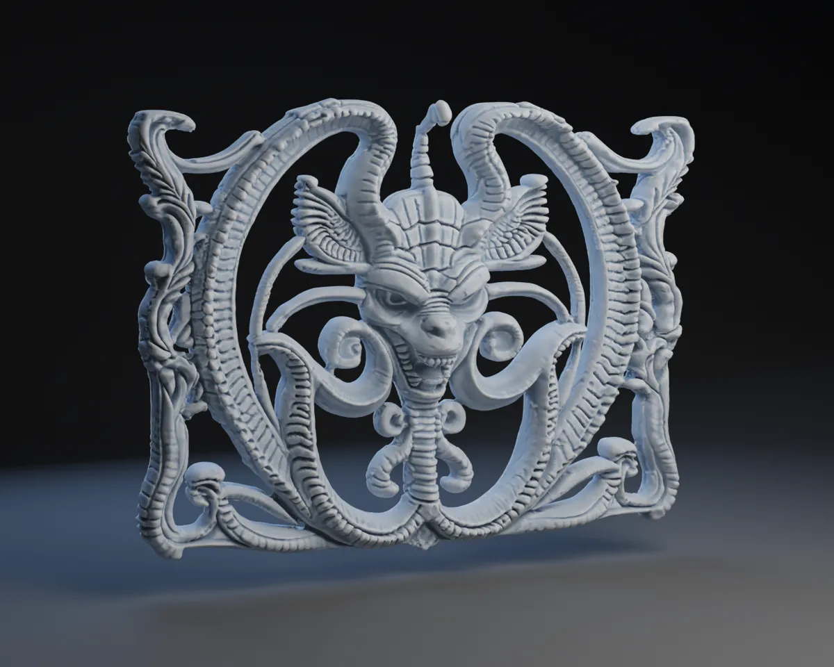 Alien Temple Bas-Relief by Peter Farell | Download free STL model ...