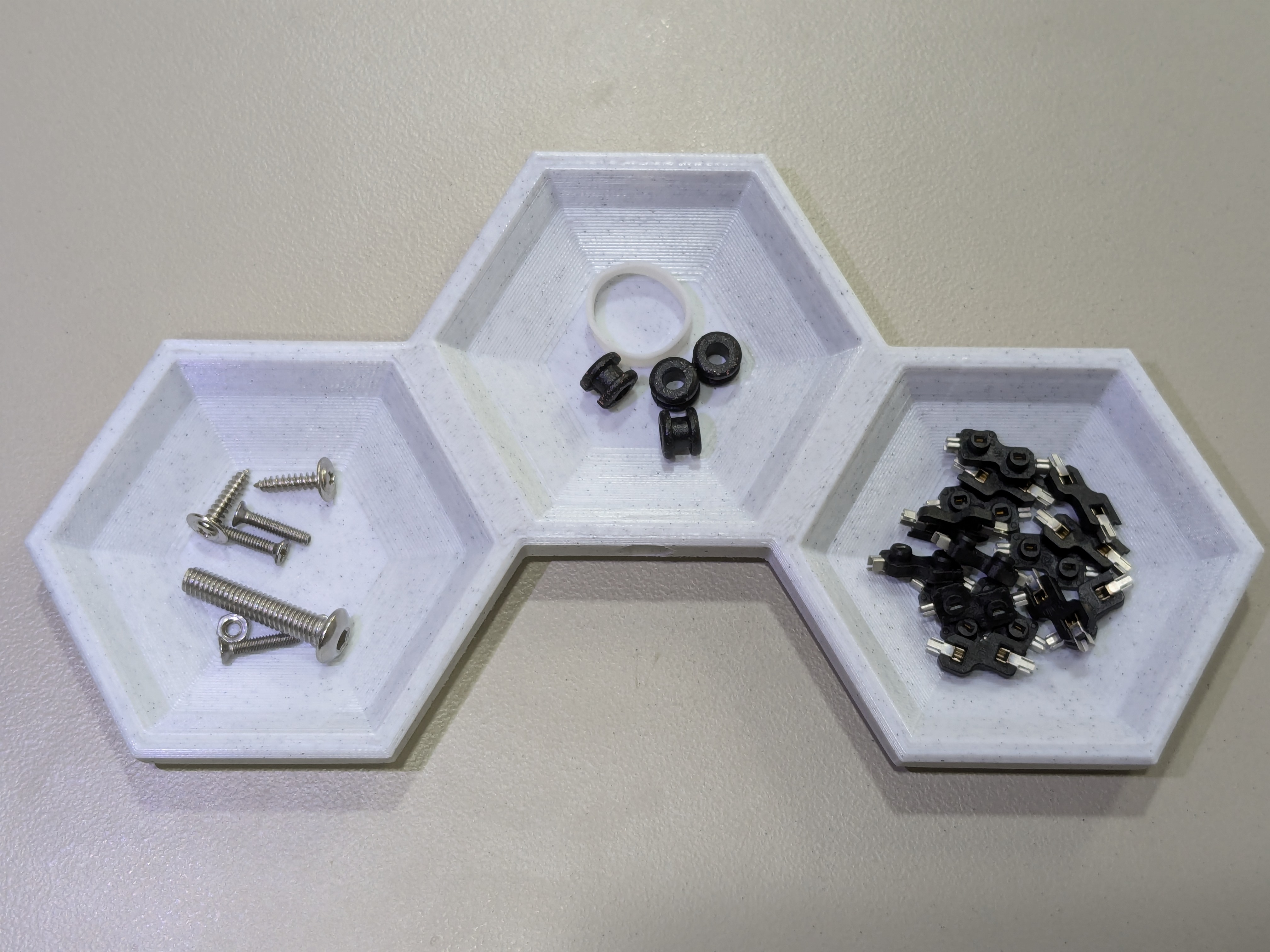 Expandable 3 sloped hexagon parts tray with sockets for magnets by ...