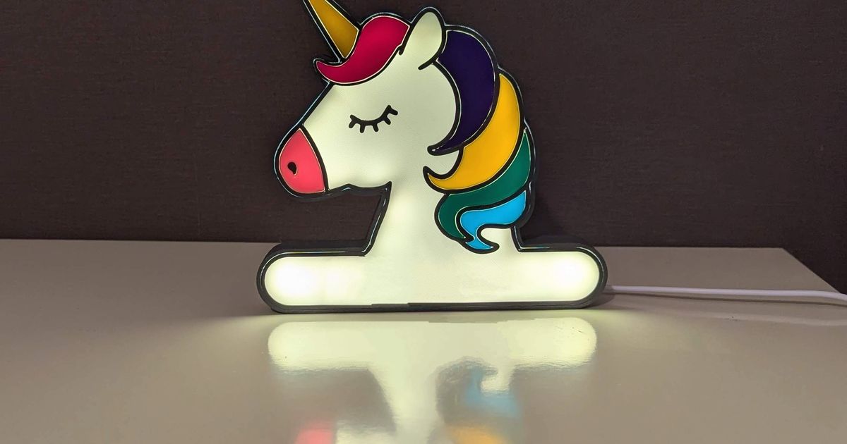 Unicorn Lamp led - Lampe led licorne by Elyse | Download free STL model ...