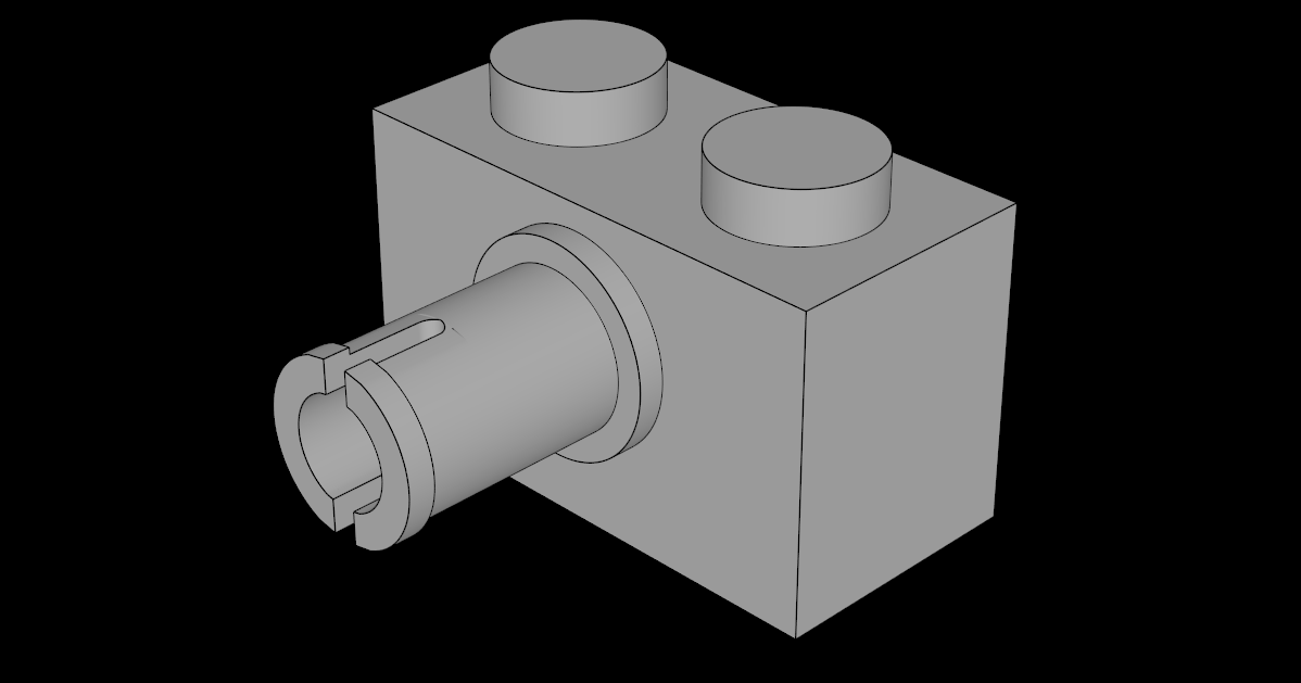 Lego Compatible (44865.dat) Brick 1 x 2 with Pin with Bottom Stud ...
