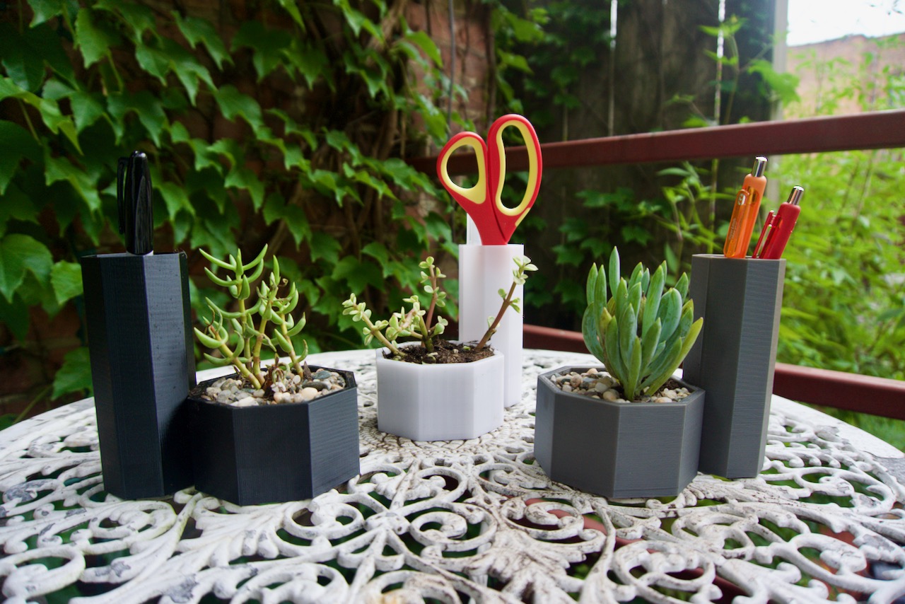 Pencil + Planter (Desk Organizer -- Holds One Plant) W/Drip Tray by ...