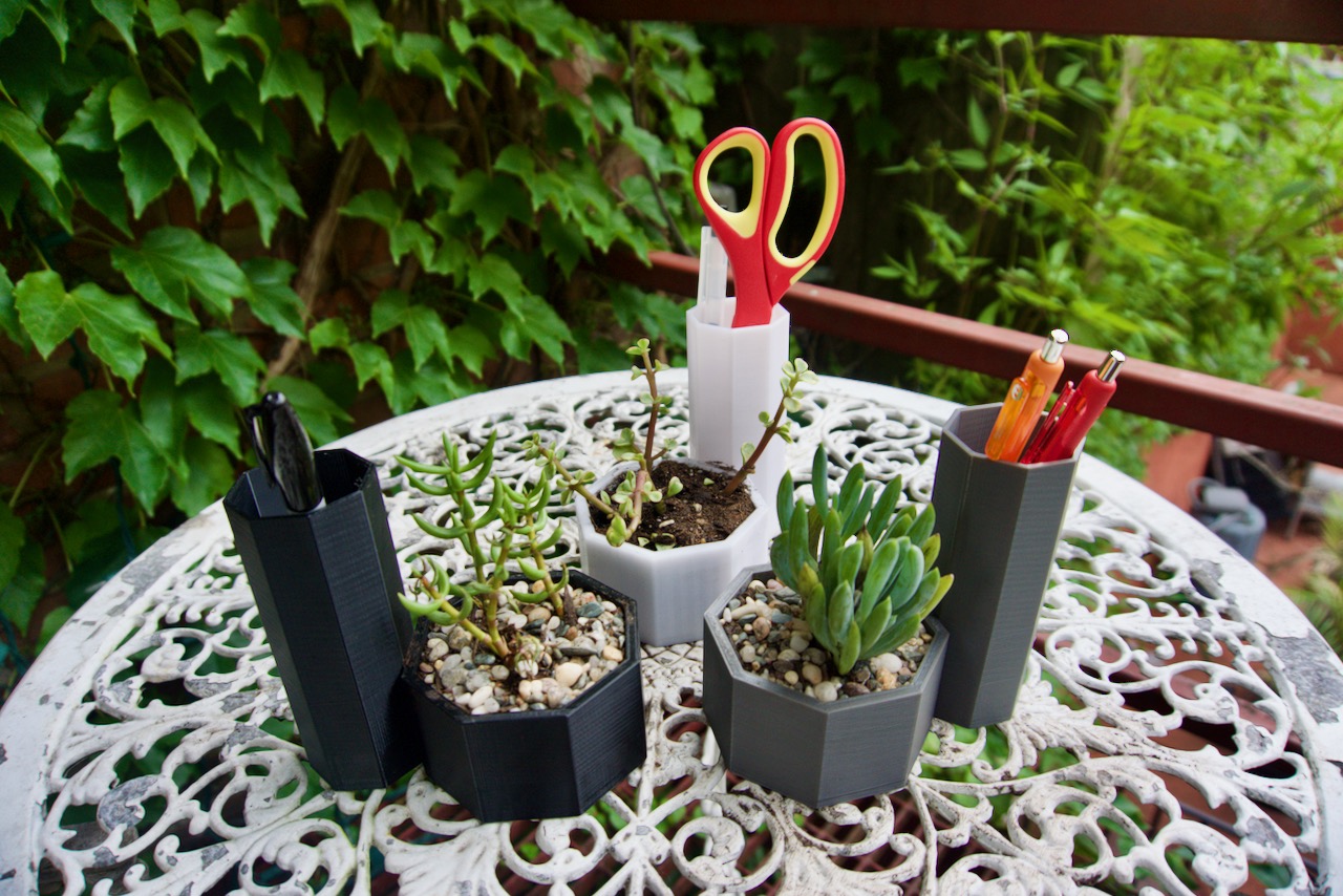Pencil + Planter (Desk Organizer -- Holds One Plant) W/Drip Tray by ...