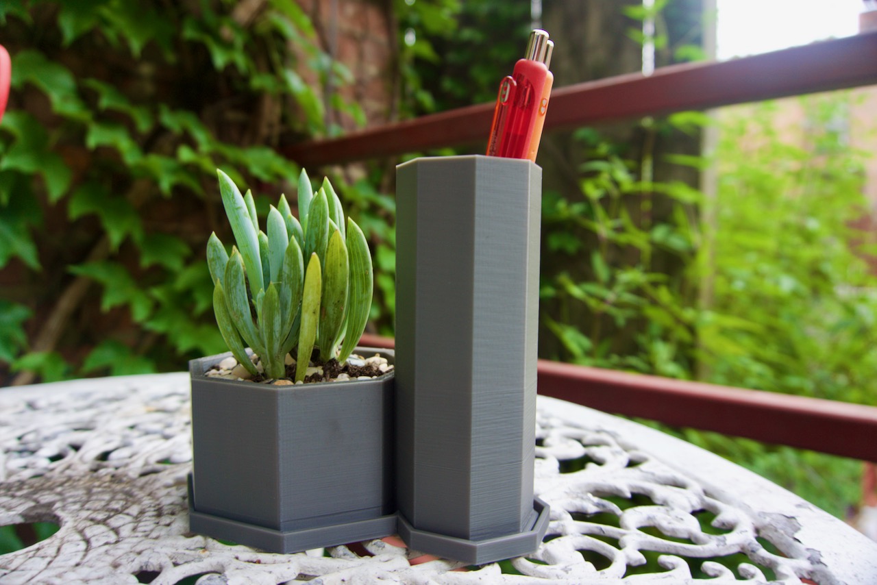 Pencil + Planter (Desk Organizer -- Holds One Plant) W/Drip Tray by ...