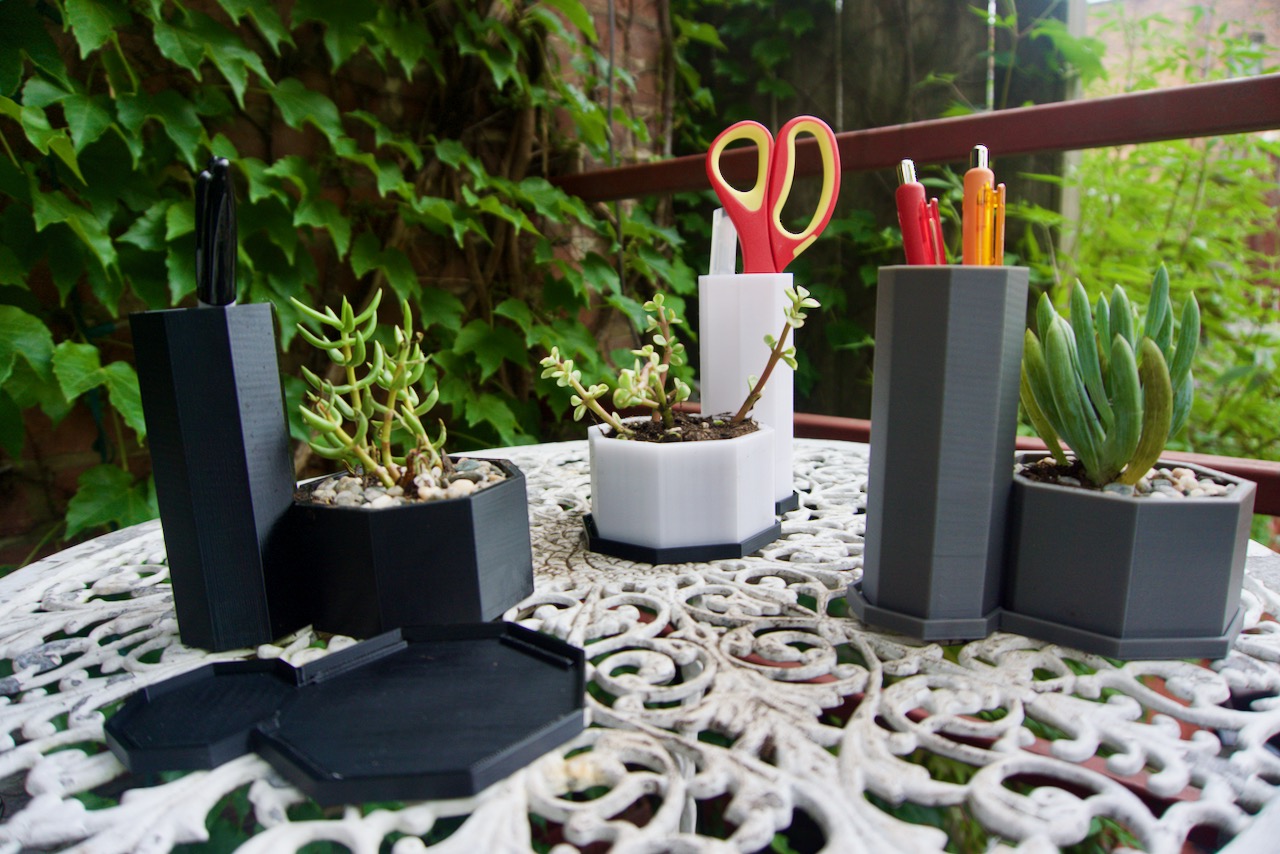 Pencil + Planter (Desk Organizer -- Holds One Plant) W/Drip Tray by ...