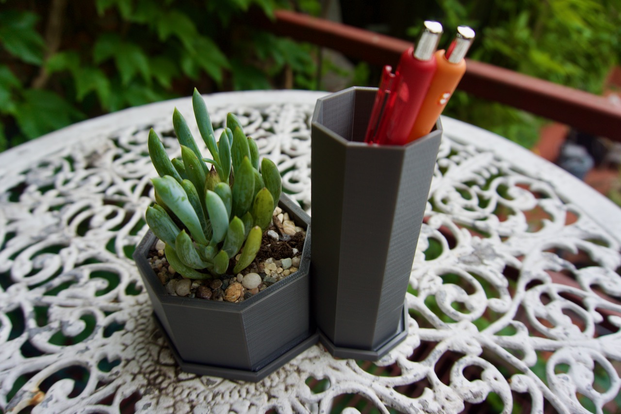 Pencil + Planter (Desk Organizer -- Holds One Plant) W/Drip Tray by ...