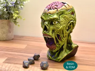 Dice Tower Zombie Head (Resin & FDM / presupported & Support free) by ...