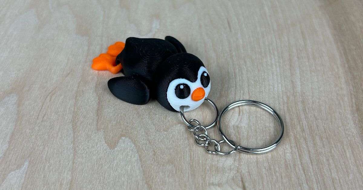 Sliding Penguin Keychain V2 by Built_Over_Bot | Printables Store