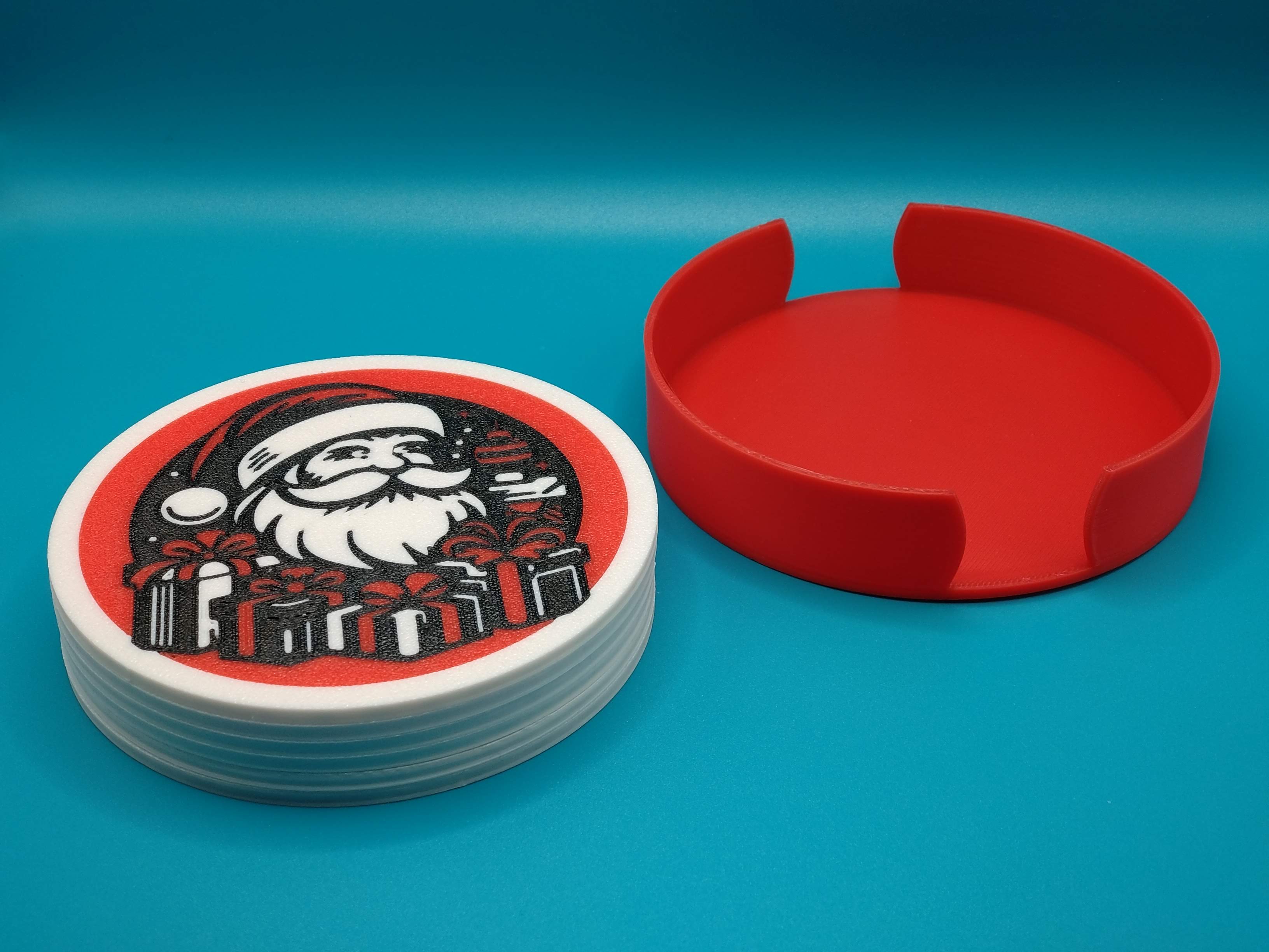 Santa coasters + box by 3D PRINT | Download free STL model | Printables.com