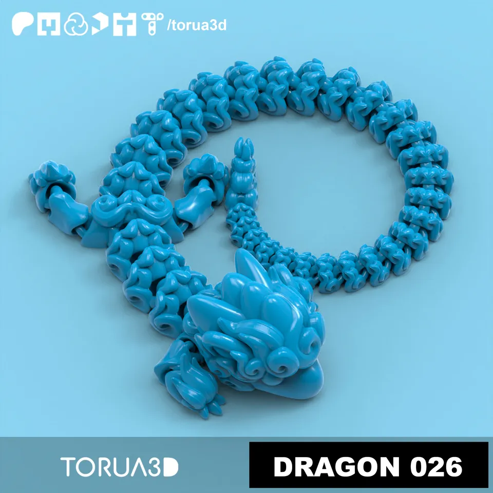 Articulated Dragon 026 - Print in place - No supports - STL by Torua3D ...