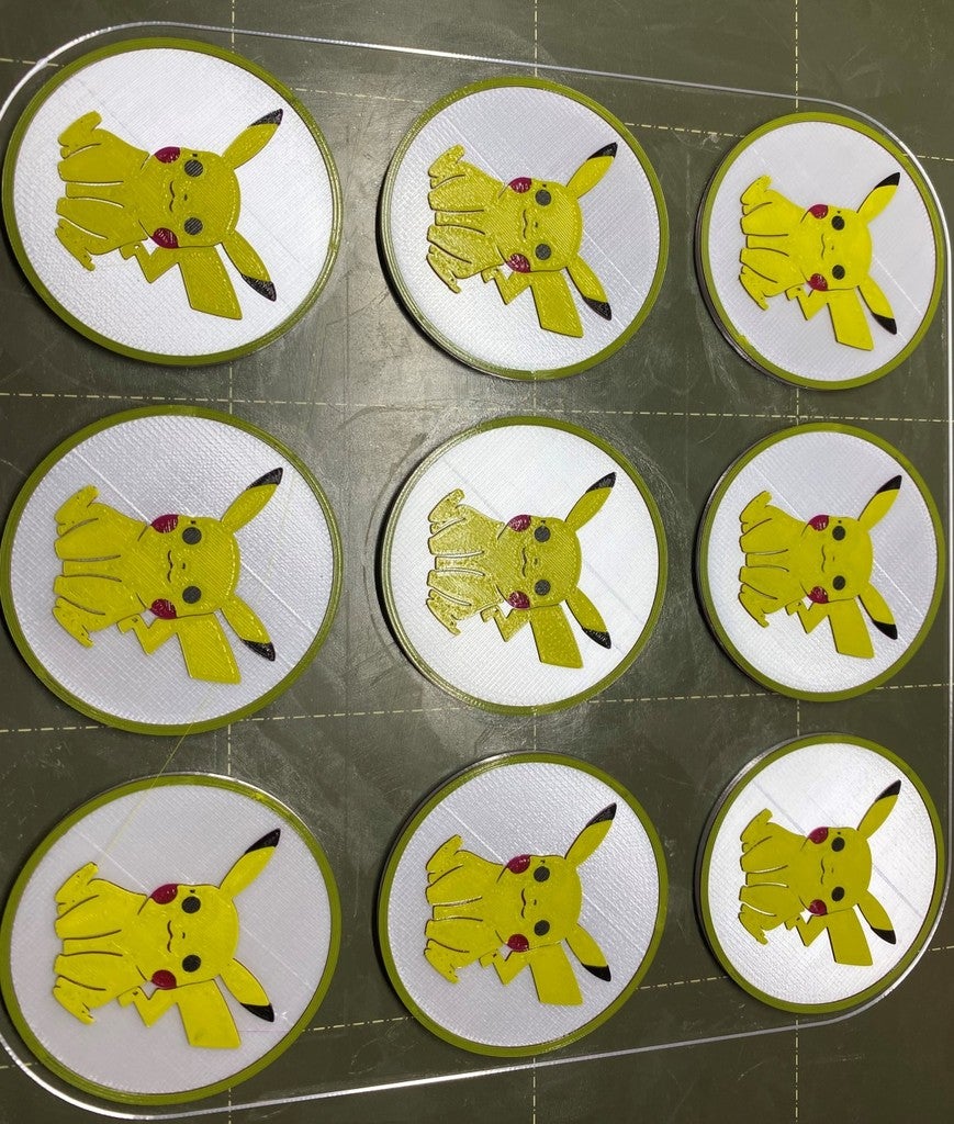 Colored Pikachu token (filament swap) by Kameo | Download free STL model | Printables.com