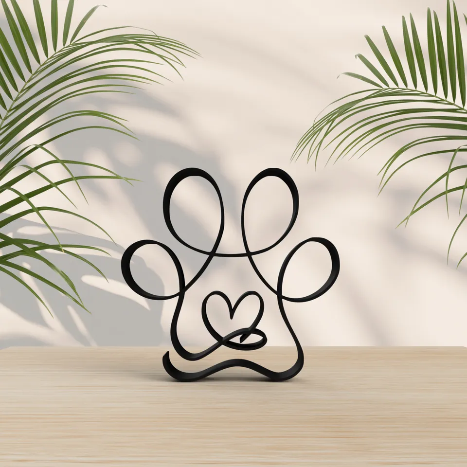 Dog heart and paw model - One Line Art by Gerlach3D | Download free STL ...