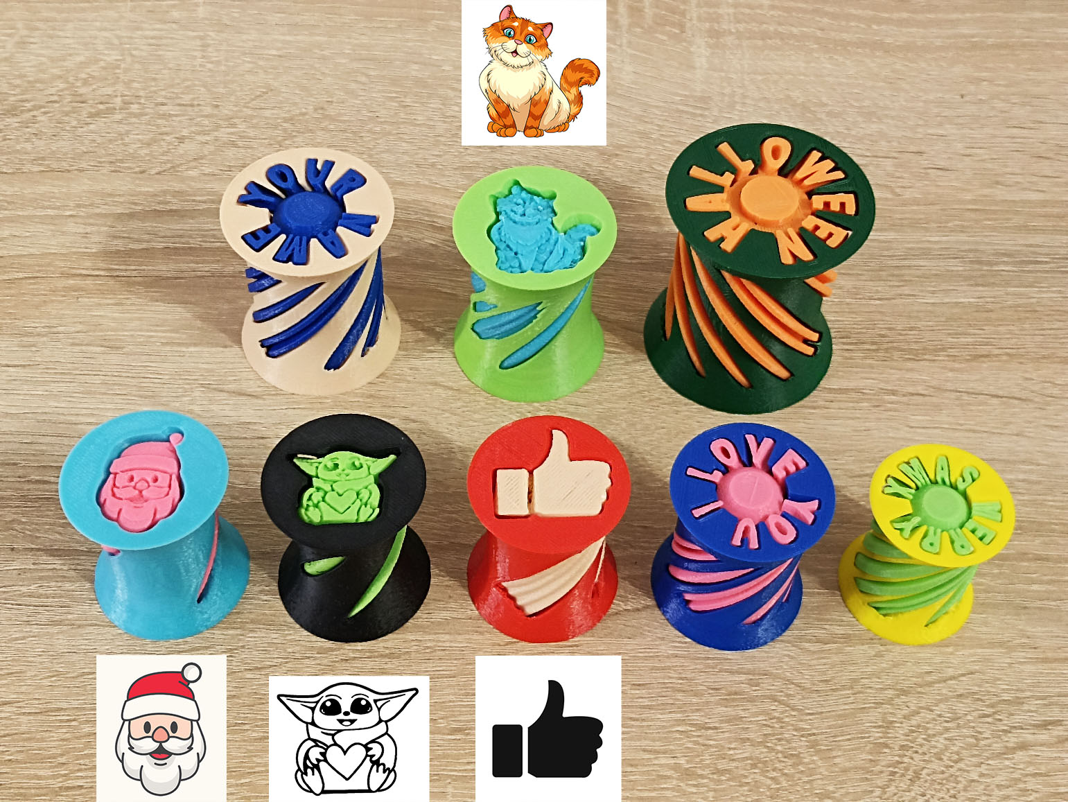 Pass through cylinders (set of six STL pairs) by Print-in-Place_Fun ...