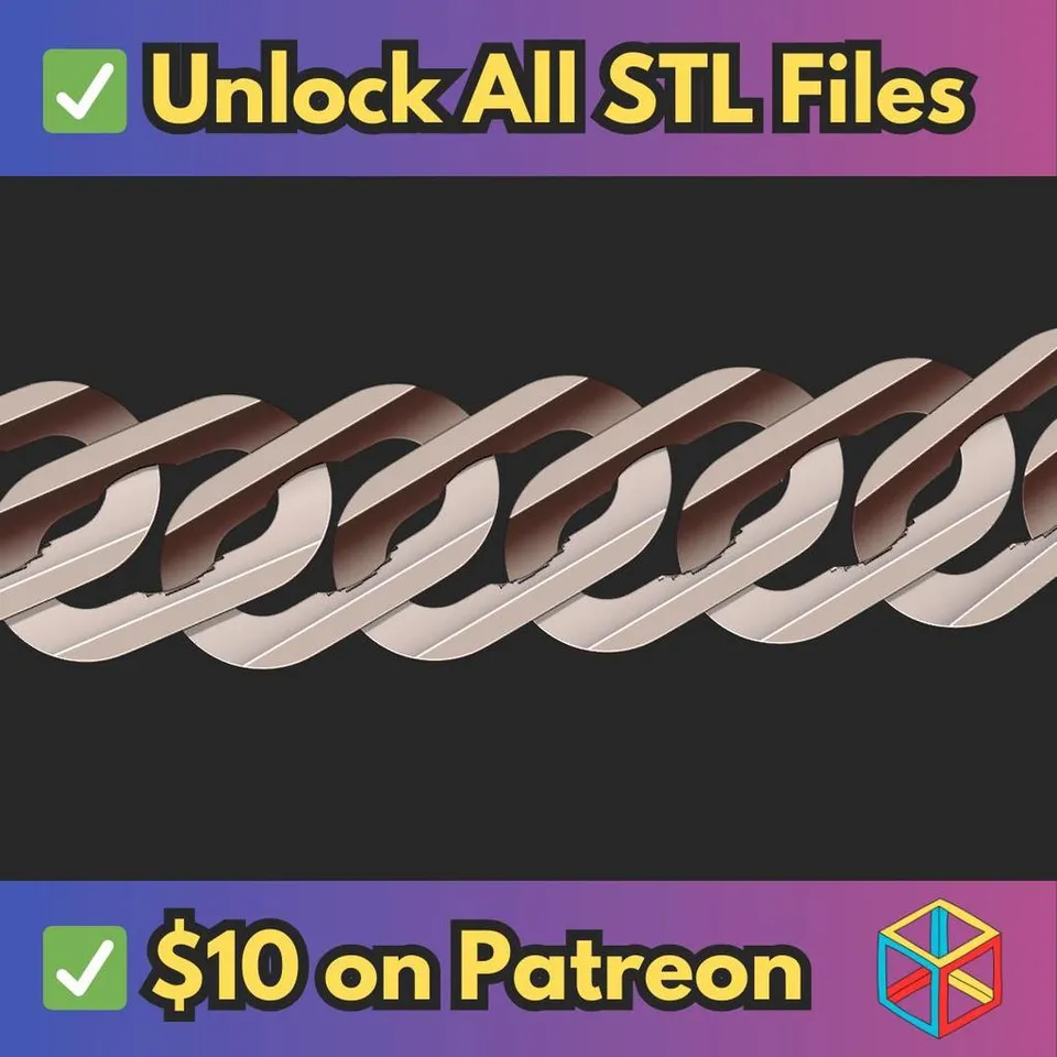 Gangster Style Chain Necklace with Oval Pattern Links MineeForm FDM 3D Print STL File by ...