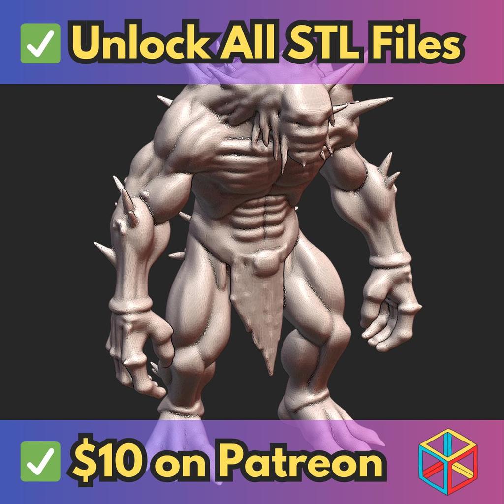 28mm DND Savage Mutated Beast with Spikes Fantasy Mini MineeForm FDM 3D ...