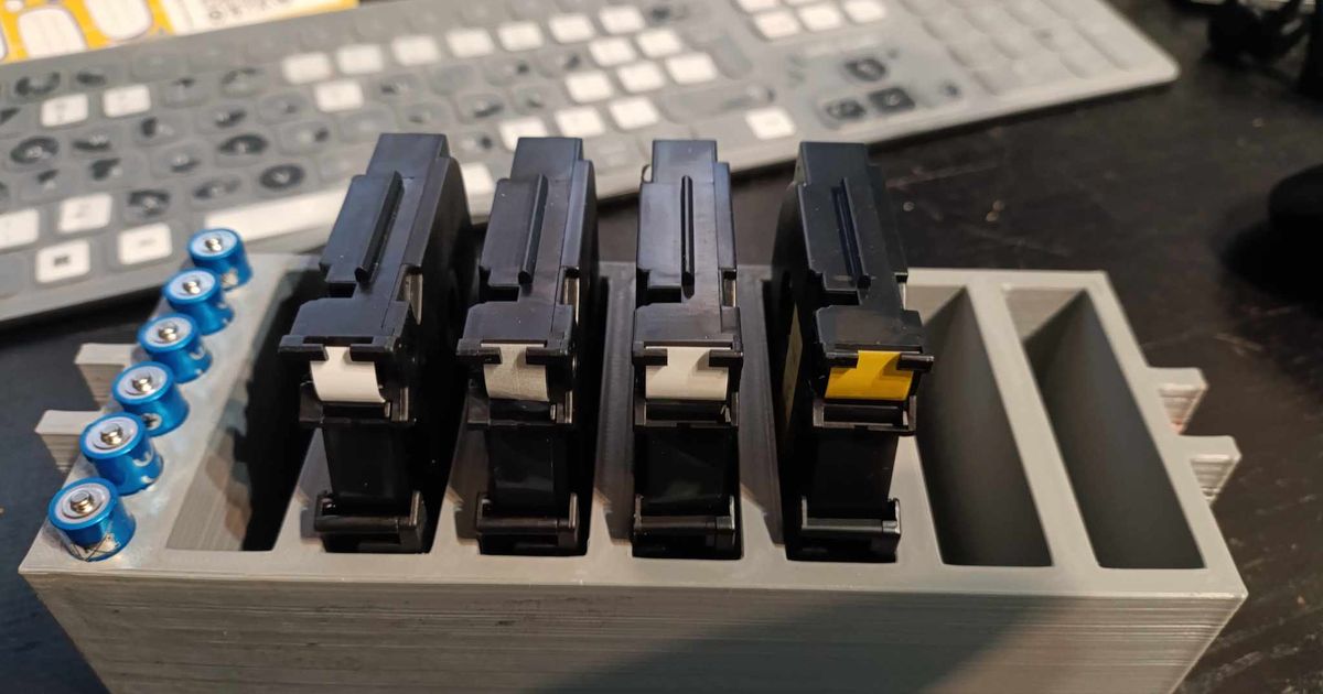 Compact Case for Label Maker Cartridges (7 Slots) and 6 AAA Batteries ...