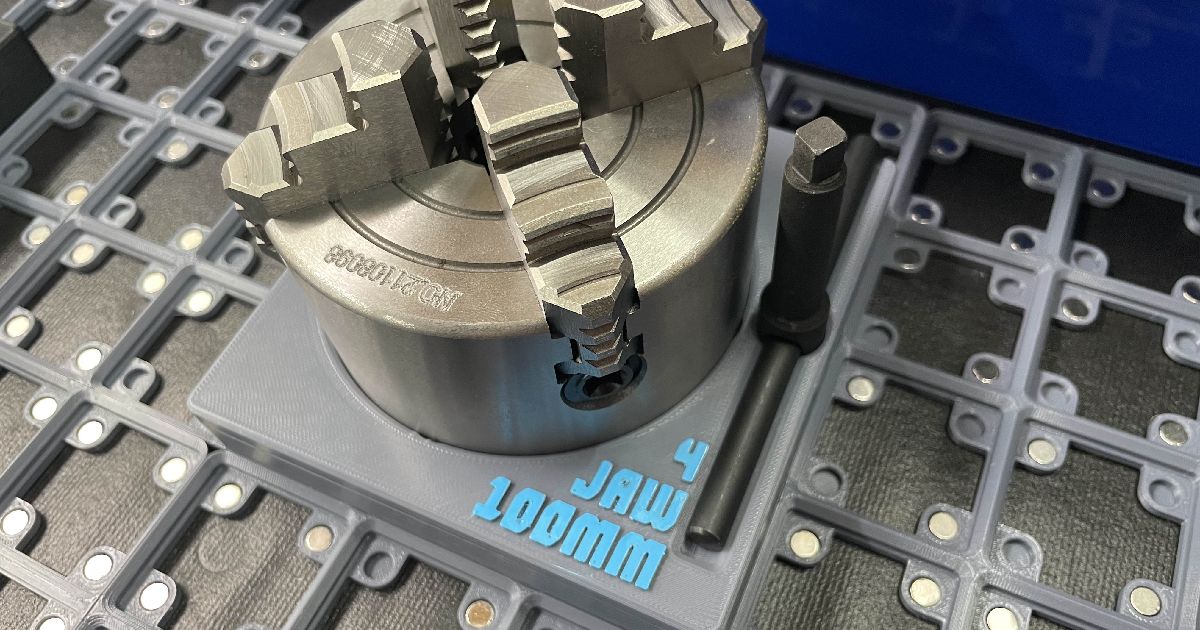 Gridfinity 4-Jaw 100mm Lathe Chuck Holder by dotPUNK Labs | Download ...