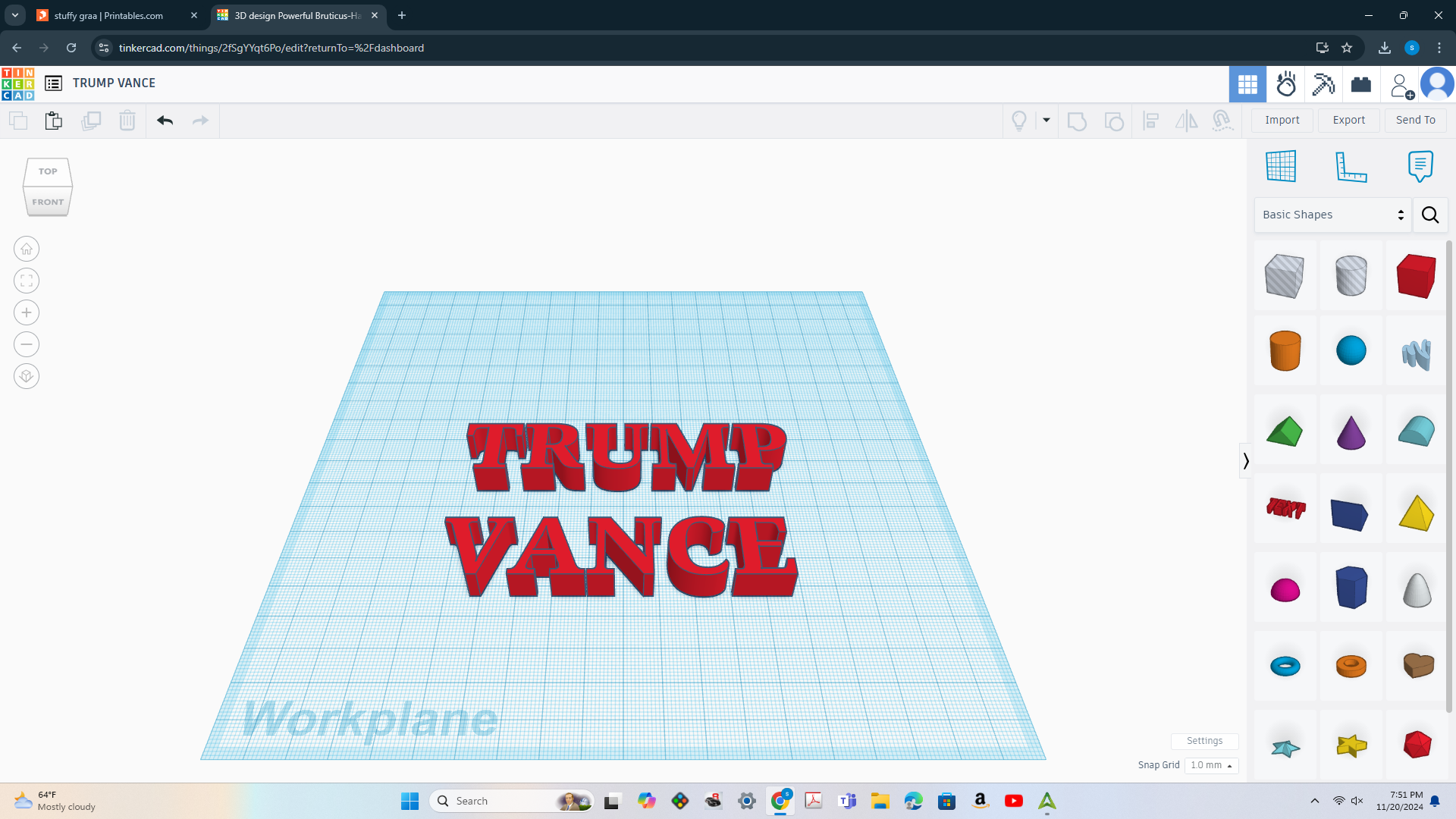 TRUMP VANCE SIGN by stuffy graa | Download free STL model | Printables.com