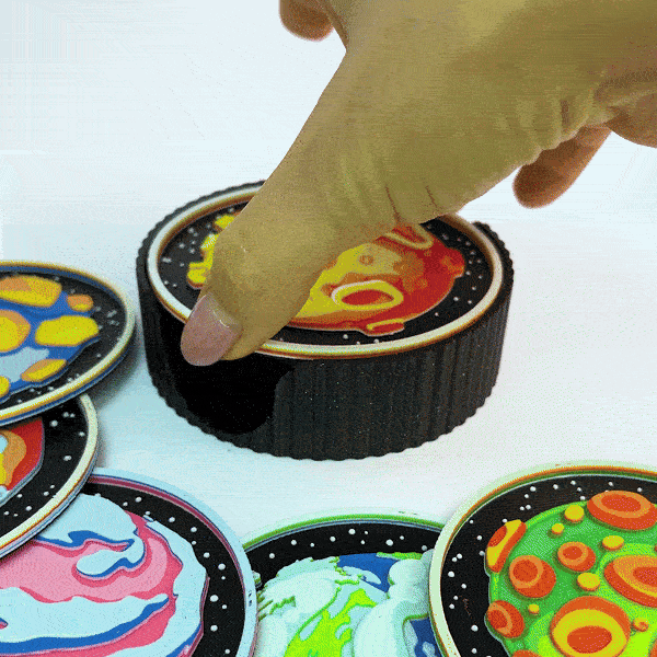 Planets Space Coasters, set of 6 + Coaster Holder by Valeria Momo ...