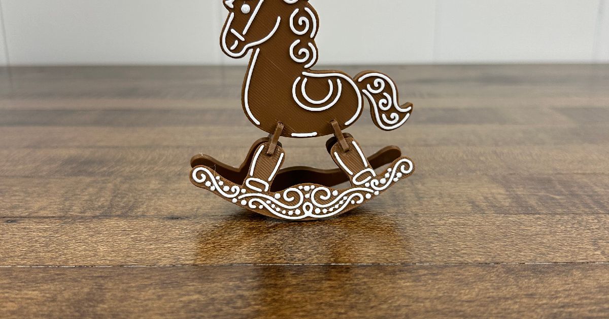 Gingerbread Rocking Horse V1 by Built_Over_Bot | Printables Store