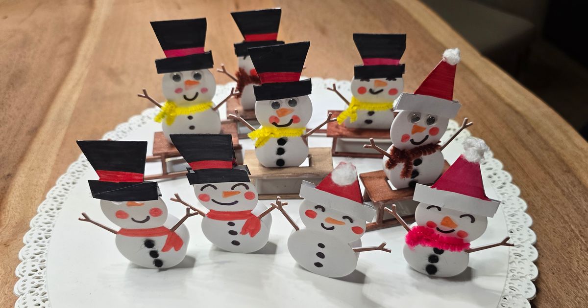 Snowman with sled. by Shock | Download free STL model | Printables.com